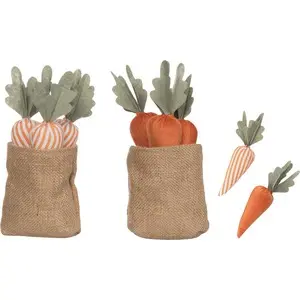 TRANSPAC Set Of 2 Fabric Carrots In Bagdecorative Polyester Objects For Home And Garden - Multicolored