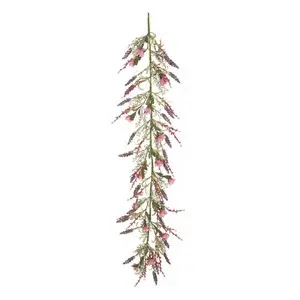 TRANSPAC 61 Inch Multicolor Spring Twig Lavender And Blossom Garland Artificial Plastic Decor For Spring - Multicolored
