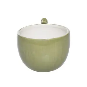 TRANSPAC Ceramic Mug With Snail White And Green For Spring Serving And Entertaining