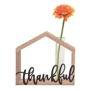 TRANSPAC 7.5 Inch Multicolor Spring House Bud Vase Decorative Wood Accent For Home Decor - Multicolored