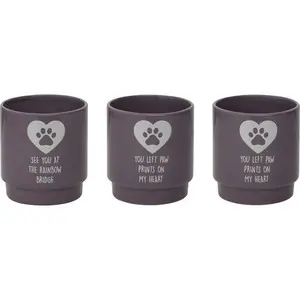 TRANSPAC Ceramic Pet Memorial Planters Set Of 3 For Spring And Summer Home Decor - Multicolored