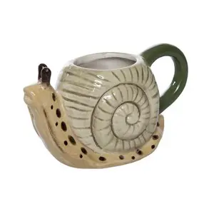 TRANSPAC Ceramic Snail Shape Mug Neutral For Spring Serving And Entertaining