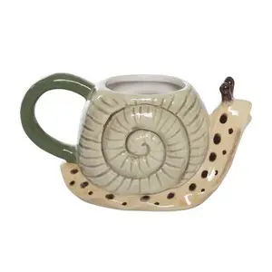 TRANSPAC Ceramic Snail Shape Mug Neutral For Spring Serving And Entertaining