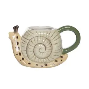 TRANSPAC Ceramic Snail Shape Mug Neutral For Spring Serving And Entertaining