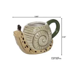 TRANSPAC Ceramic Snail Shape Mug Neutral For Spring Serving And Entertaining