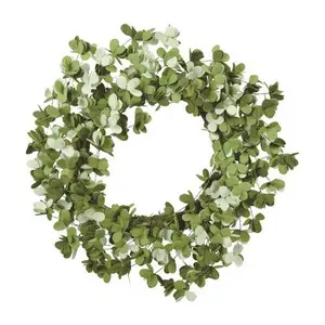TRANSPAC 22.05 Inch Multicolor Spring Floral Clover Wreath For Home Decor And Seasonal Celebrations - Multicolored