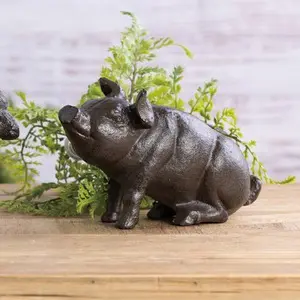 TRANSPAC Iron Pig Garden Statue Metallic For Spring Home Decor