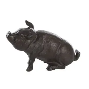TRANSPAC Iron Pig Garden Statue Metallic For Spring Home Decor