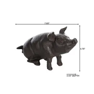 TRANSPAC Iron Pig Garden Statue Metallic For Spring Home Decor