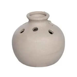 TRANSPAC Ceramic Vase With Frog Small For Floral Display And Home Decor