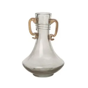 TRANSPAC Glass Everyday Jar Vase For Spring Decorative Home Accents And Floral Arrangements - Clear