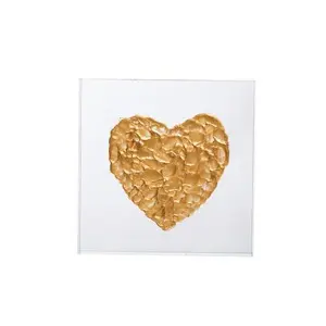 TRANSPAC Acrylic Block With Gold Heart For Spring Home Decor