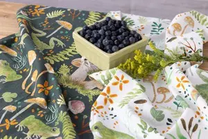 TRANSPAC Ceramic Dish With Frog Pattern Tea Towels Set Of 3 For Spring Serving And Entertaining