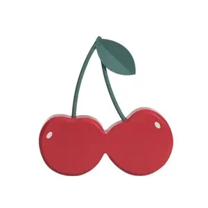 TRANSPAC Mdf And Metal Cherry Figurine Figural Wood Decorations And Green For Spring Home Decor - Red