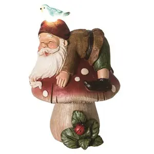 TRANSPAC 10.25 Inch Multicolor Spring Mushroom Gnome Decor Polyresin Decorative Object For Spring Home Decor - Multicolored