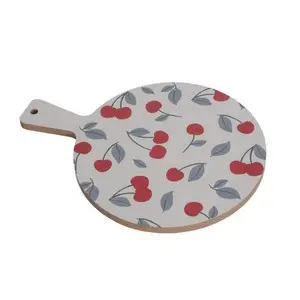 TRANSPAC Mdf Cherry Board Red And Green And For Spring Serving And Entertaining