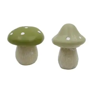 TRANSPAC Resin Mini Mushrooms Set Of 12 For Spring Home Decor