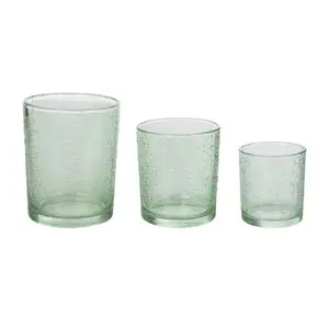 TRANSPAC Set Of 3 Textured Glass Candle Holders For Home Decor Spring Collection - Multicolored