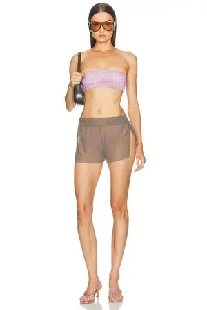 ZIAH Twisted Bandeau Bikini Top - Mauve Python