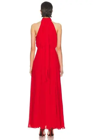 NICHOLAS Tessa Halter Neck Maxi Dress - Tomato