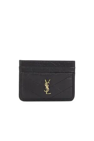 Saint Laurent Saint Laurent Cuir Vintage Froisse Matelasse Credit Card Case In Black Nero