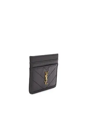 Saint Laurent Cuir Vintage Froisse Matelasse Credit Card Case In Black - Nero