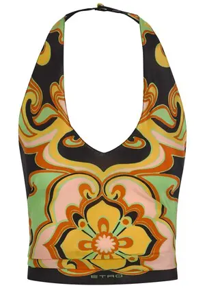 Etro Printed Halterneck Silk Top