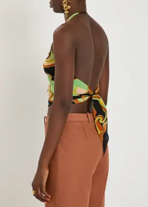 Etro Printed Halterneck Silk Top