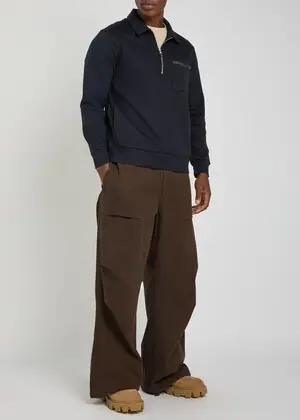 Moncler Cotton-blend Sweatshirt With Leather Details
