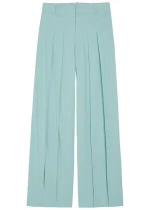 Alice + Olivia Blaire Pleated Wide-leg Trousers - Blue