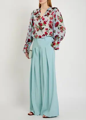 Alice + Olivia Blaire Pleated Wide-leg Trousers - Blue