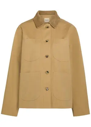 Khaite Cotton Jacket With Suede Collar