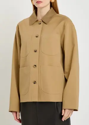 Khaite Cotton Jacket With Suede Collar