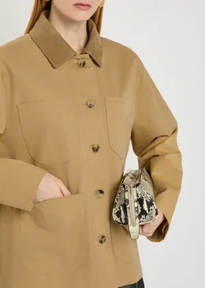 Khaite Cotton Jacket With Suede Collar