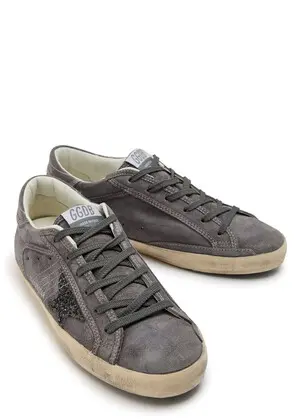 GOLDEN GOOSE Super-star Glittered Suede Sneakers