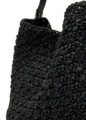 TOTEME Leather And Raffia Tote Bag - Black