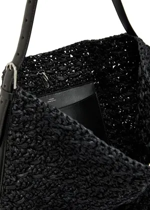 TOTEME Leather And Raffia Tote Bag - Black