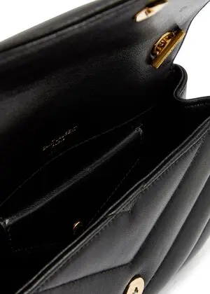 Saint Laurent Loulou Mini Quilted Leather Shoulder Bag - Black