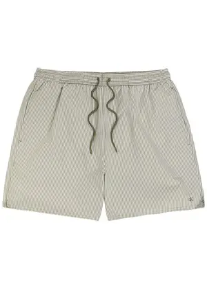 Calvin Klein Logo-embroidered Striped Seersucker Swim Shorts - Green