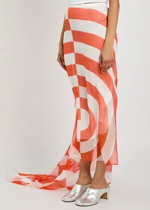 Dries Van Noten Susya Printed Silk Midi Skirt