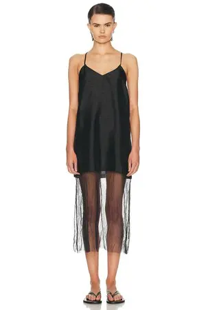 Chan Luu Techno Taffeta Mesh Dress