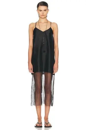 Chan Luu Techno Taffeta Mesh Dress