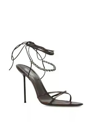 Paris Texas Crystal-embellished Tie-fastening Sandals - Brown