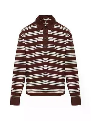 Rag & Bone Striped Long-sleeved Polo Shirt - Brown