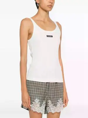 Dolce & Gabbana Logo-patch Ribbed Tank Top - Neutrals