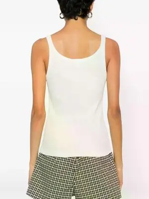 Dolce & Gabbana Logo-patch Ribbed Tank Top - Neutrals