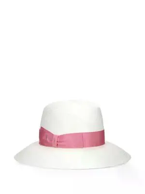 Borsalino Claudette Straw Hat With Grosgrain Trim - White