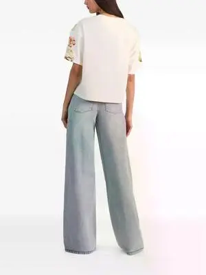 Alice + Olivia Floral-appliqué T-shirt - White