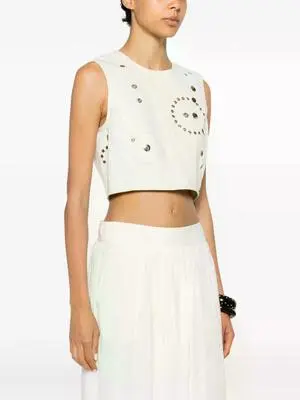 Chloé Stud-embellished Crop Top - Neutrals