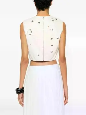 Chloé Stud-embellished Crop Top - Neutrals